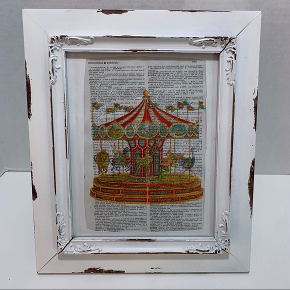 Wall Decor | Circus Carousel Artwork On Vintage Dictionary Page | Poshmark